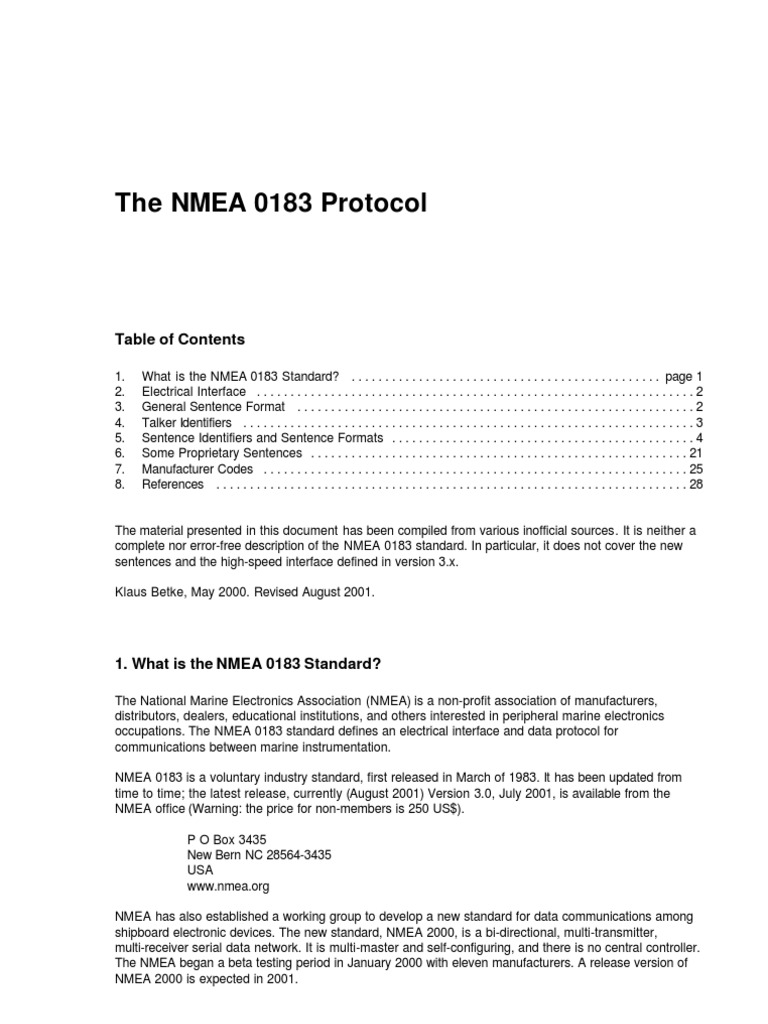 The NMEA 0183 Protocol | PDF | Global Positioning System | Navigation