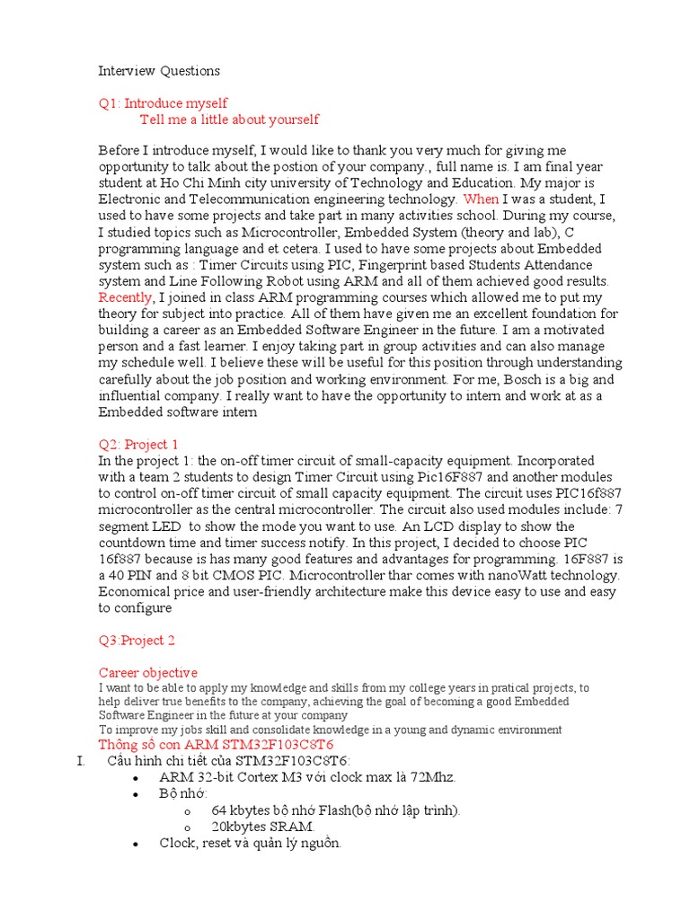 Interview Questions | Download Free PDF | Embedded System | Microcontroller