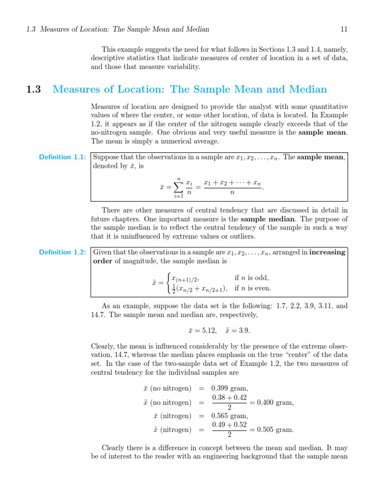 Comparing Measures of Central Tendency: Sample Mean, Median, and ...