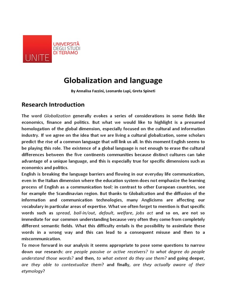 Globalization and Language | PDF | Bailout | English Language