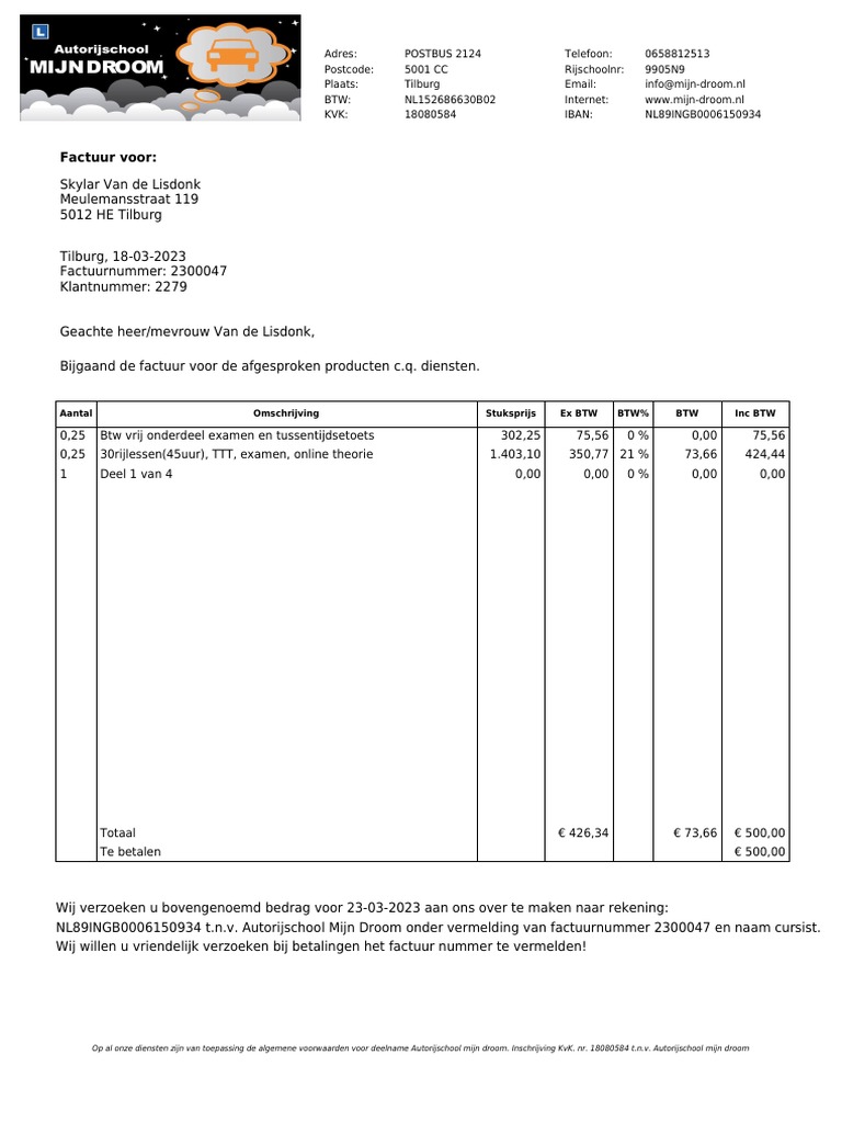 Factuur Voor:: Aantal Omschrijving Stuksprijs Ex BTW BTW% BTW Inc BTW | PDF