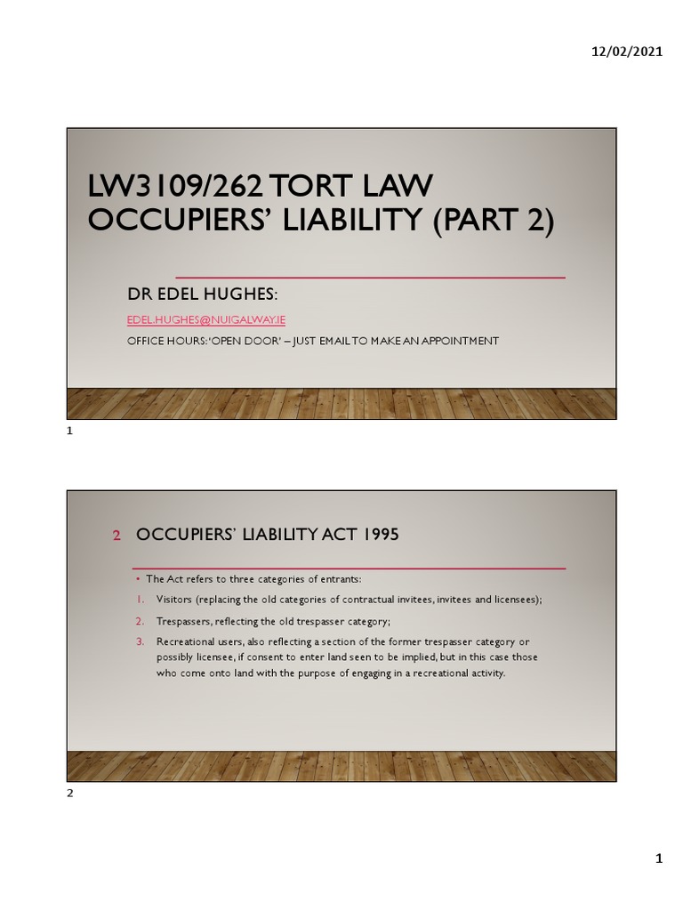 Occupiers Liability Part 2 | PDF | Civil Law (Common Law) | Ethical ...