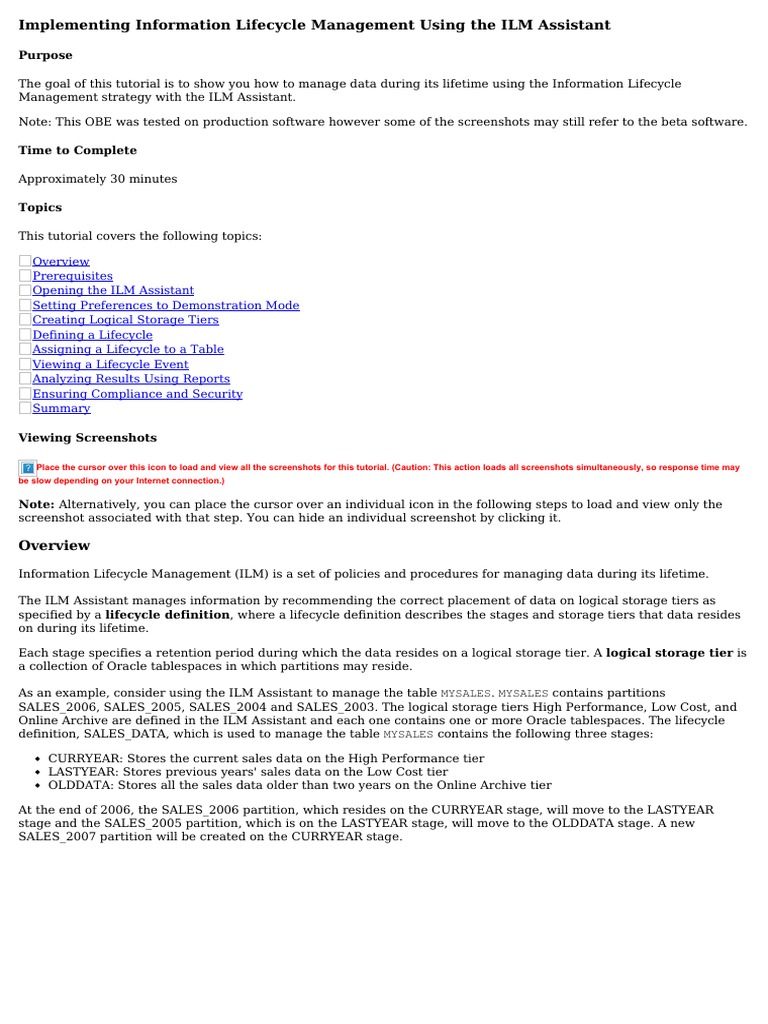 Oracle ILM Assistant Tutorial | PDF | Databases | Computer Data Storage