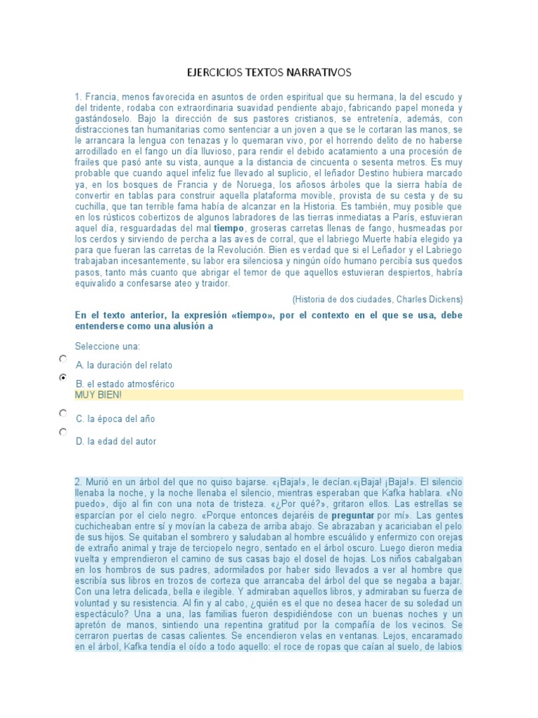 Ejercicios Textos Narrativos | PDF | Resurrección
