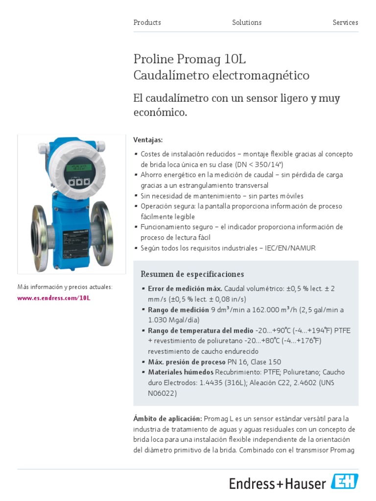 Endress-Hauser Promag 10L ES | PDF | Revestimiento | Materiales