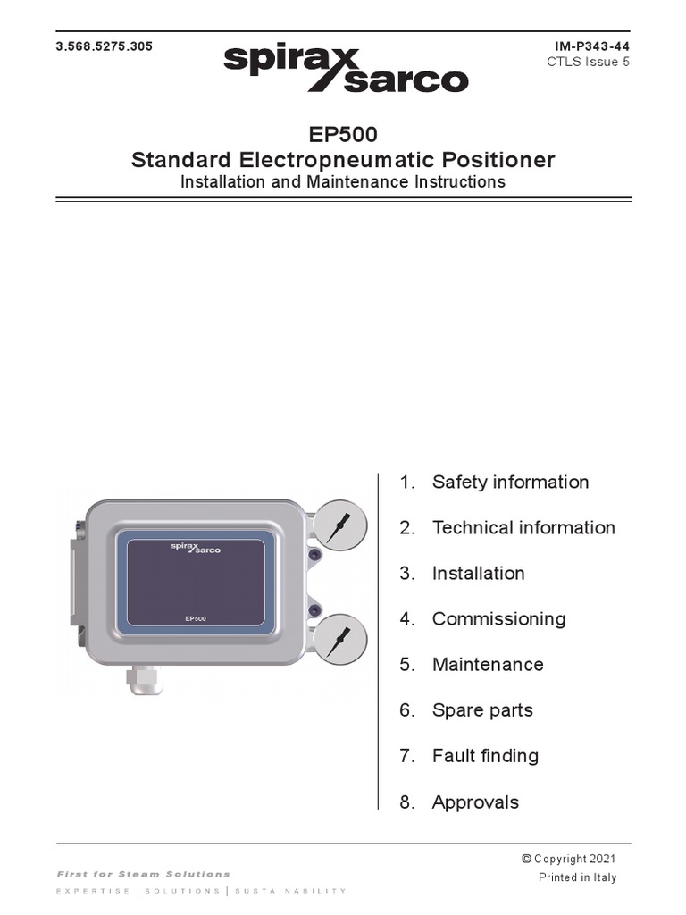 EP500 Standard Electropneumatic Positioner: Installation and ...