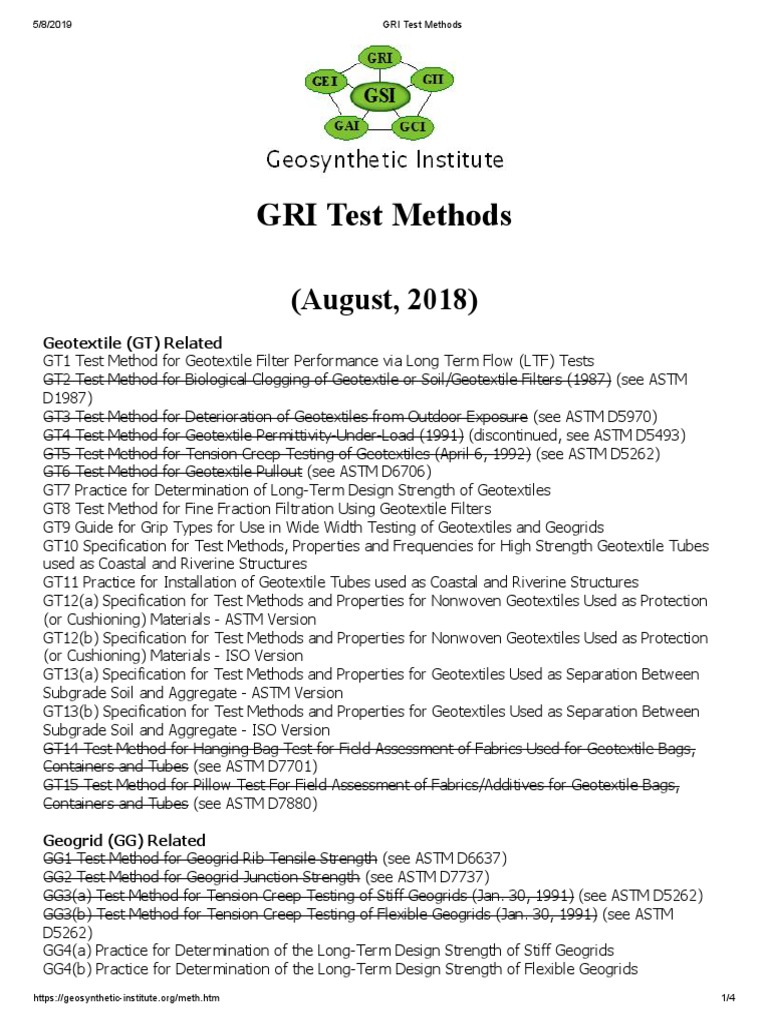 GRI Test Methods | PDF | Polyethylene | Polyolefin