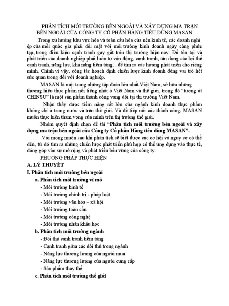 Ma trận EFE cty Masan | PDF Ma trận EFE cty Masan | PDF
