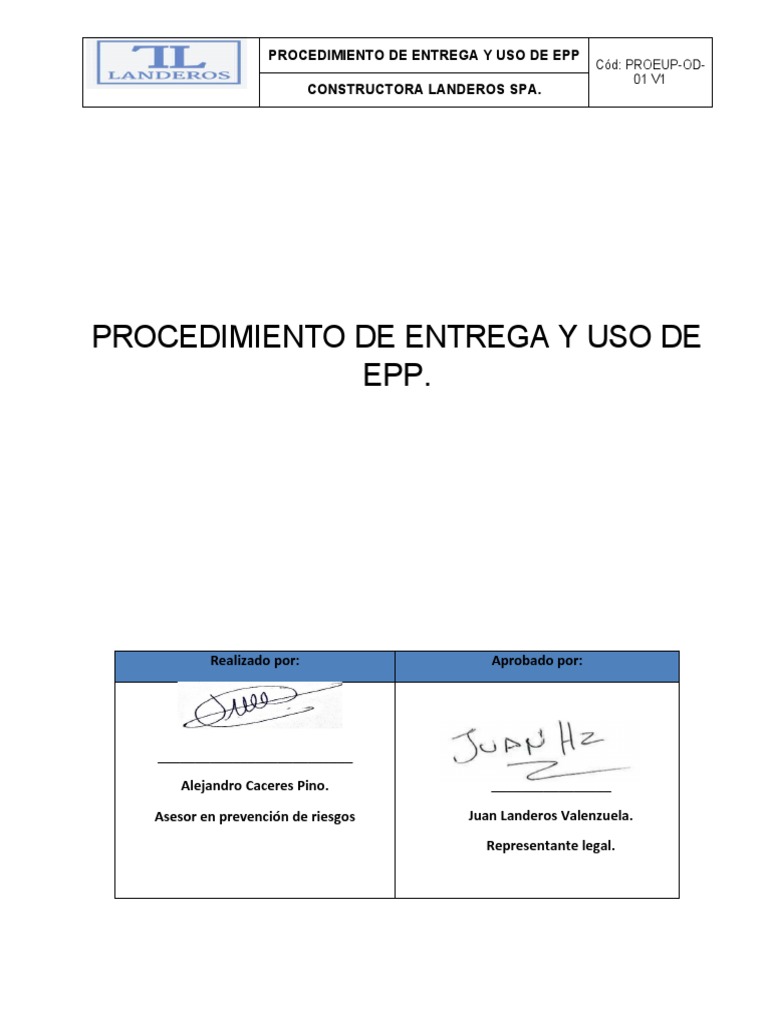 Procedimiento Uso y Entrega de Epp | PDF