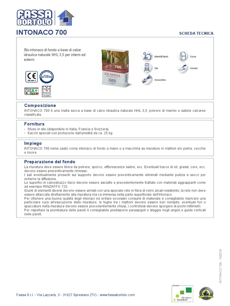 Fassa Ste It Intonaco-700 2019-10 | PDF