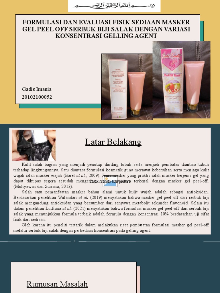 Formulasi Dan Evaluasi Fisik Sediaan Masker Gel Peel | PDF
