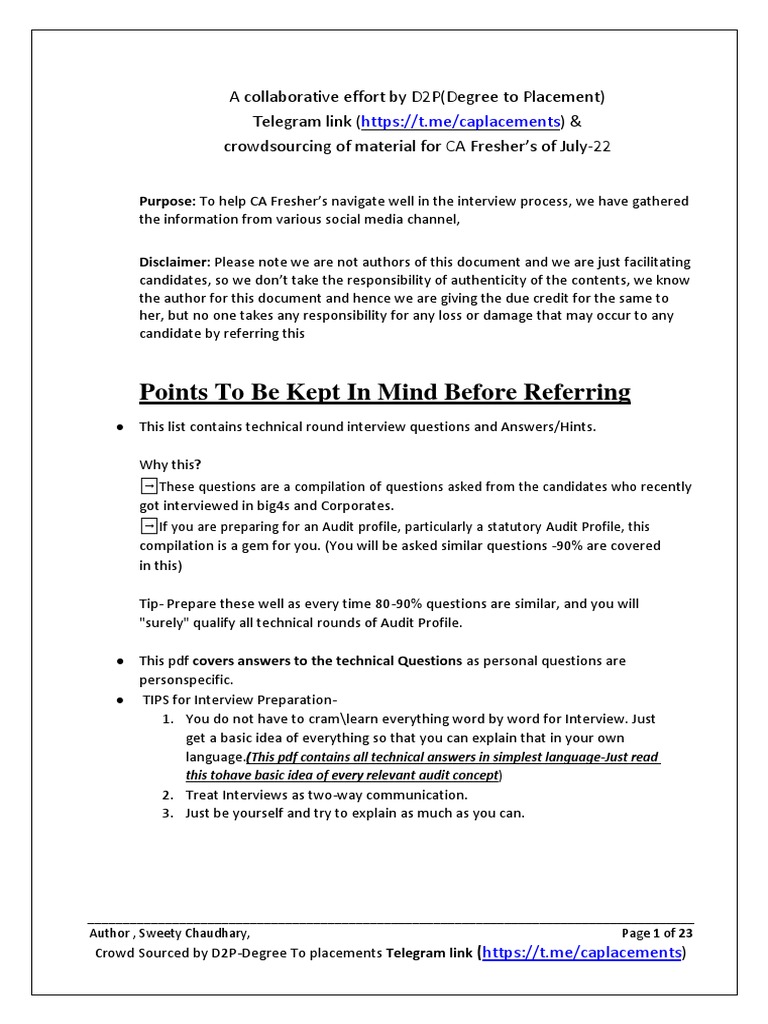 Audit Interview Questions Compilation | PDF | Auditor's Report ...