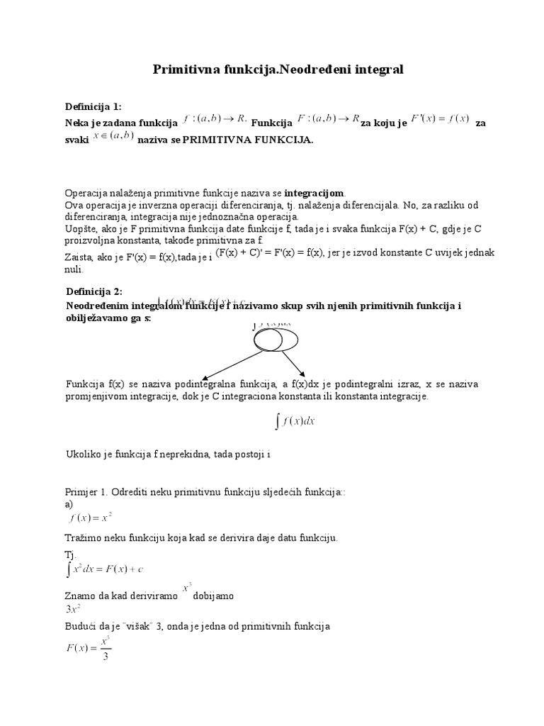 Primitivna Funkcija - Integral | PDF