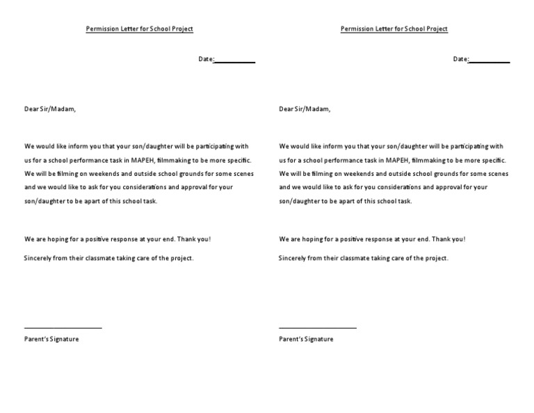 Permission Letter for Filming Project | PDF