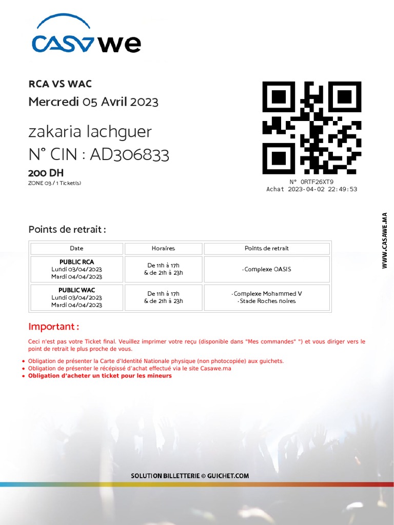 Tickets RCA vs WAC : Informations clés | PDF