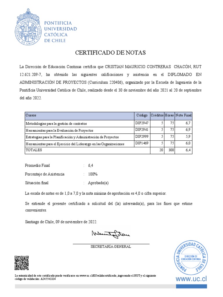 Certificados de Estudios | PDF