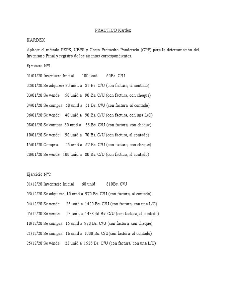 Métodos de Inventario: PEPS y CPP | PDF