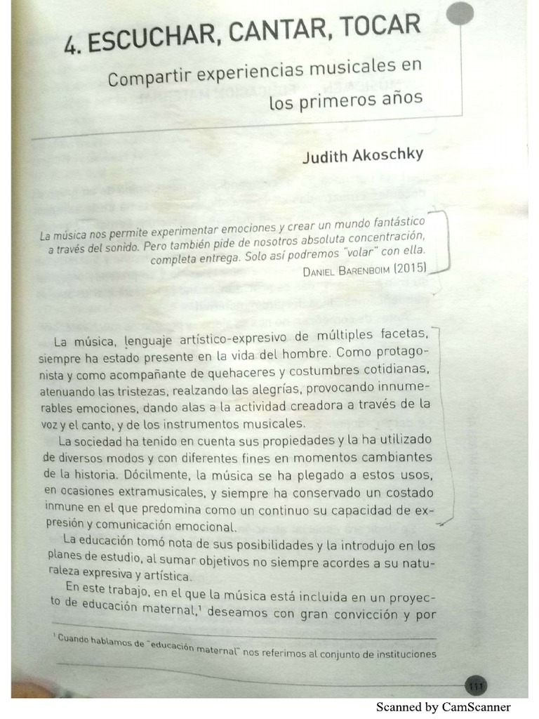 ESCUCHAR CANTAR TOCAR Akoschky | PDF