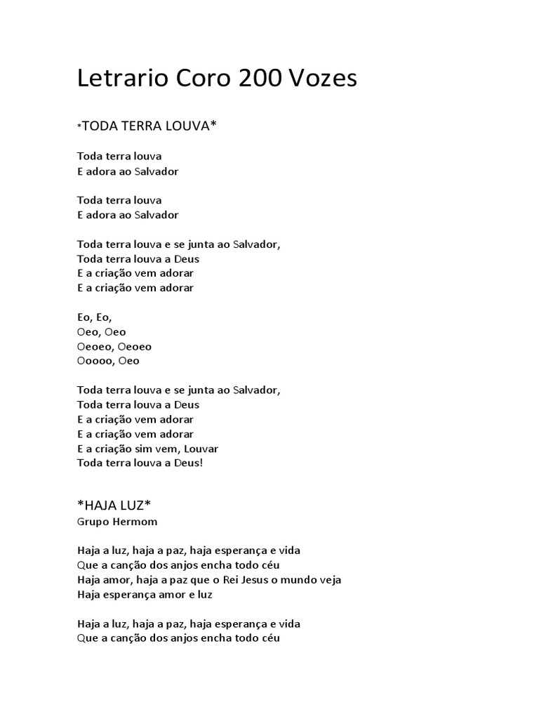 Letrário Coro 200 | PDF | Jesus | Amor