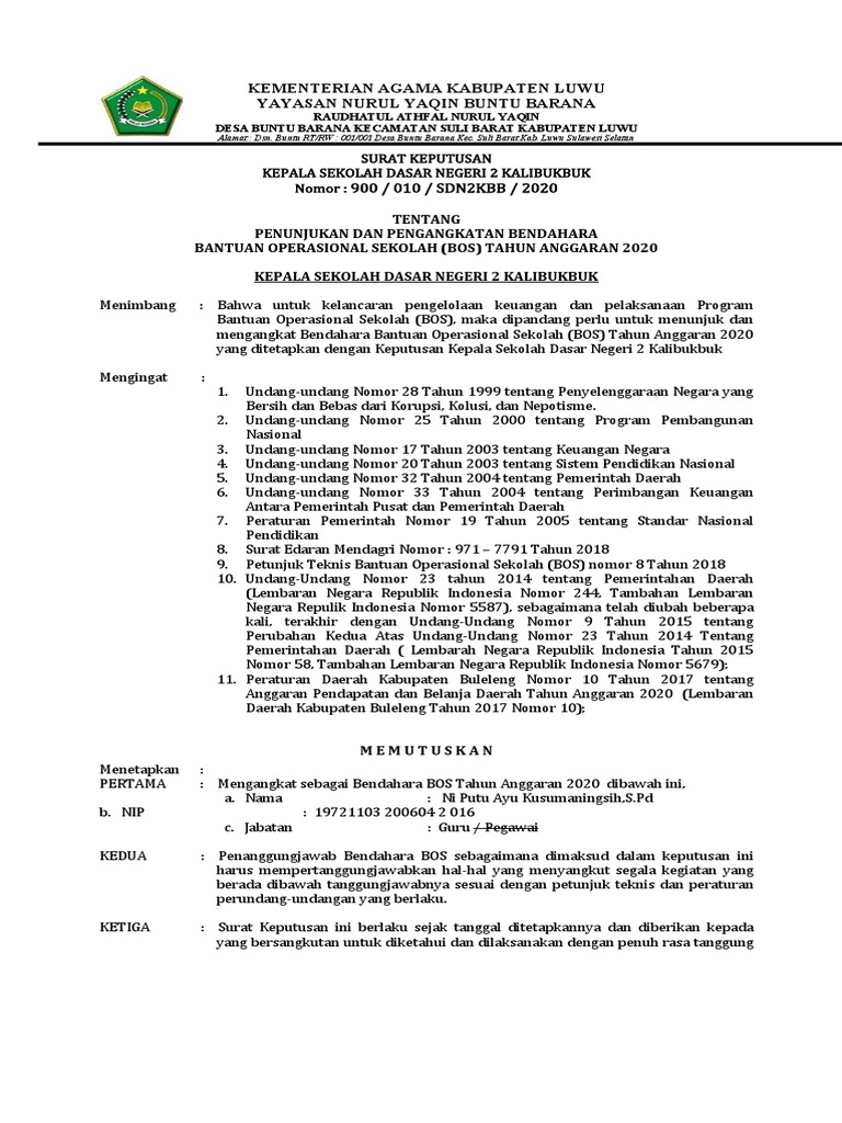 SK_Pengangkatan_Bendahara_BOP_2023 | PDF