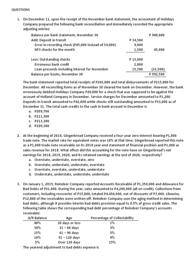 FAR Practice Problems | PDF | Bookkeeping | Financial Statement