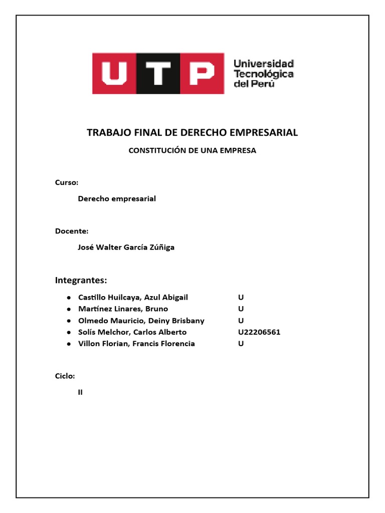 Trabajo Final de Derecho Empresarial | PDF