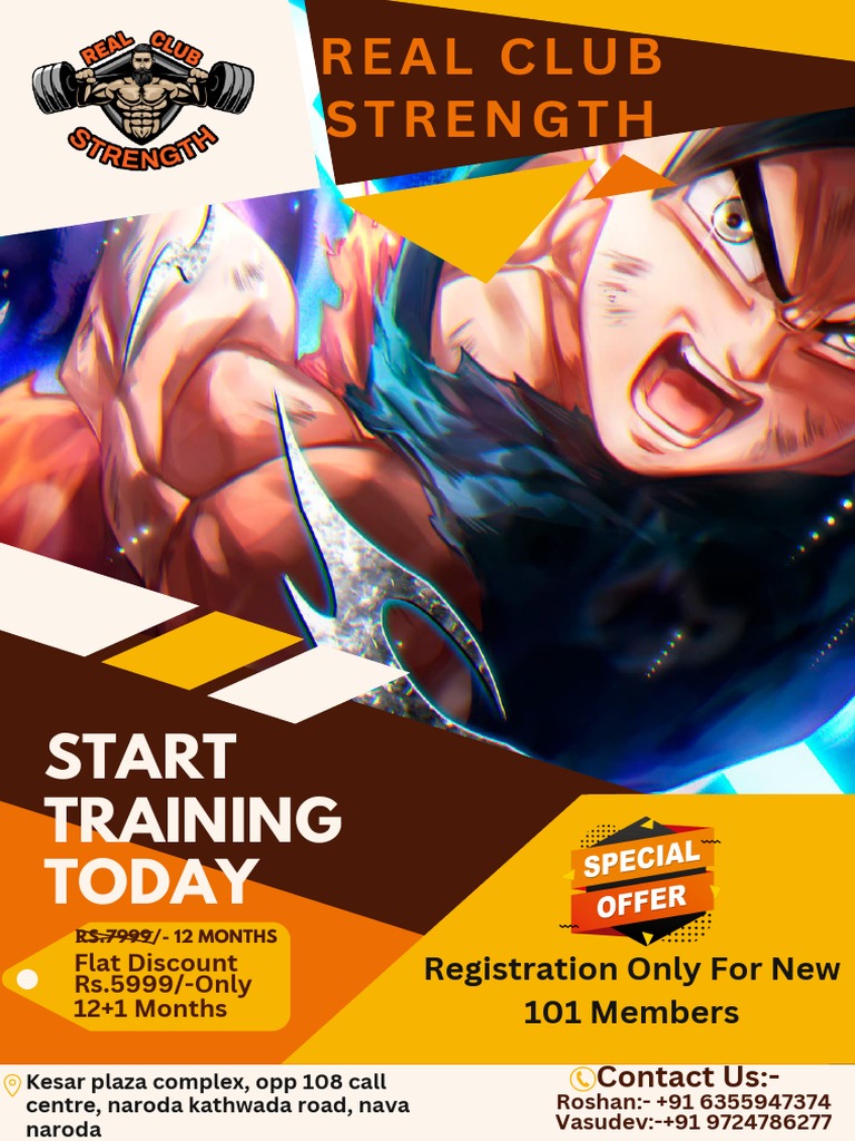 Orange & Yellow Modern Fitness Promotion Poster | PDF