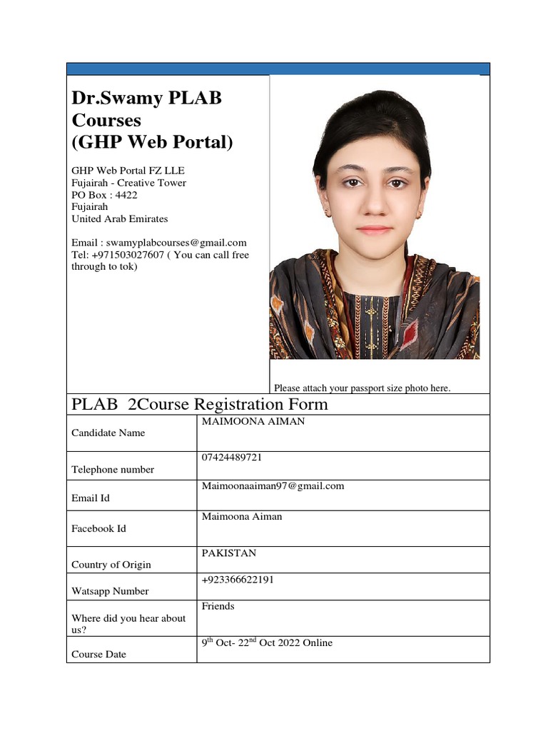 DR - Swamy PLAB Courses (GHP Web Portal) : PLAB 2course Registration ...