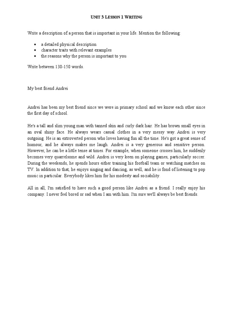 Describing My Best Friend Andrei | PDF | Poetry