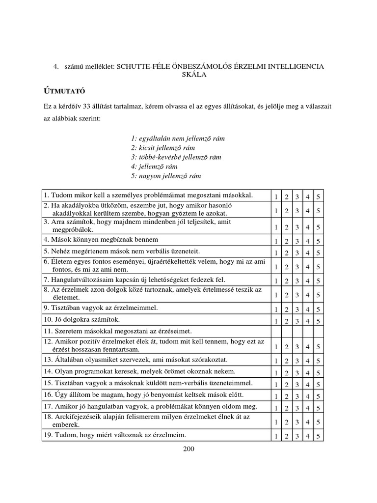 Schutte Self Report | PDF