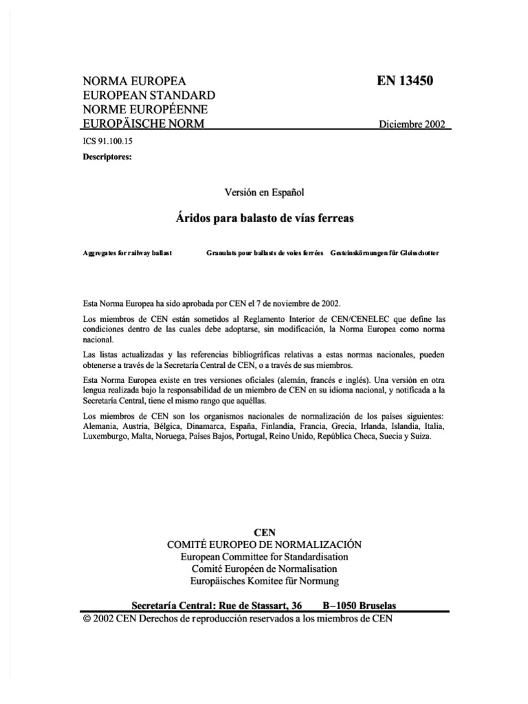 UNE EN-13450-balasto | PDF | Europa | Hormigón