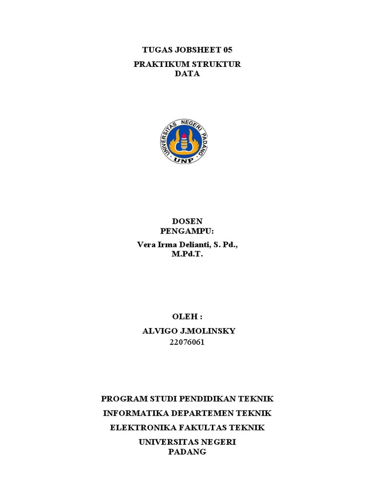Tugas Jobsheet 05 Alvigo J.molinsky22076061 - Struktur Data | PDF