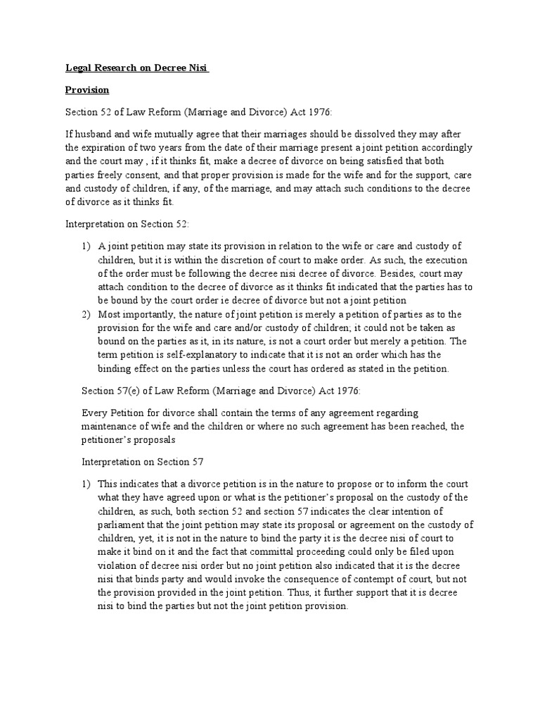 Legal Research Decree Nisi | Download Free PDF | Divorce | Consent Decree