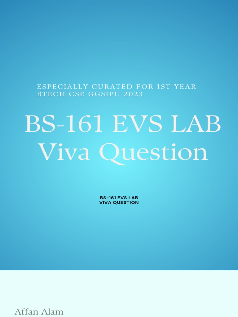 Bs-161 Evs Lab Viva Question: Especially Curated For 1St Year Btech Cse ...