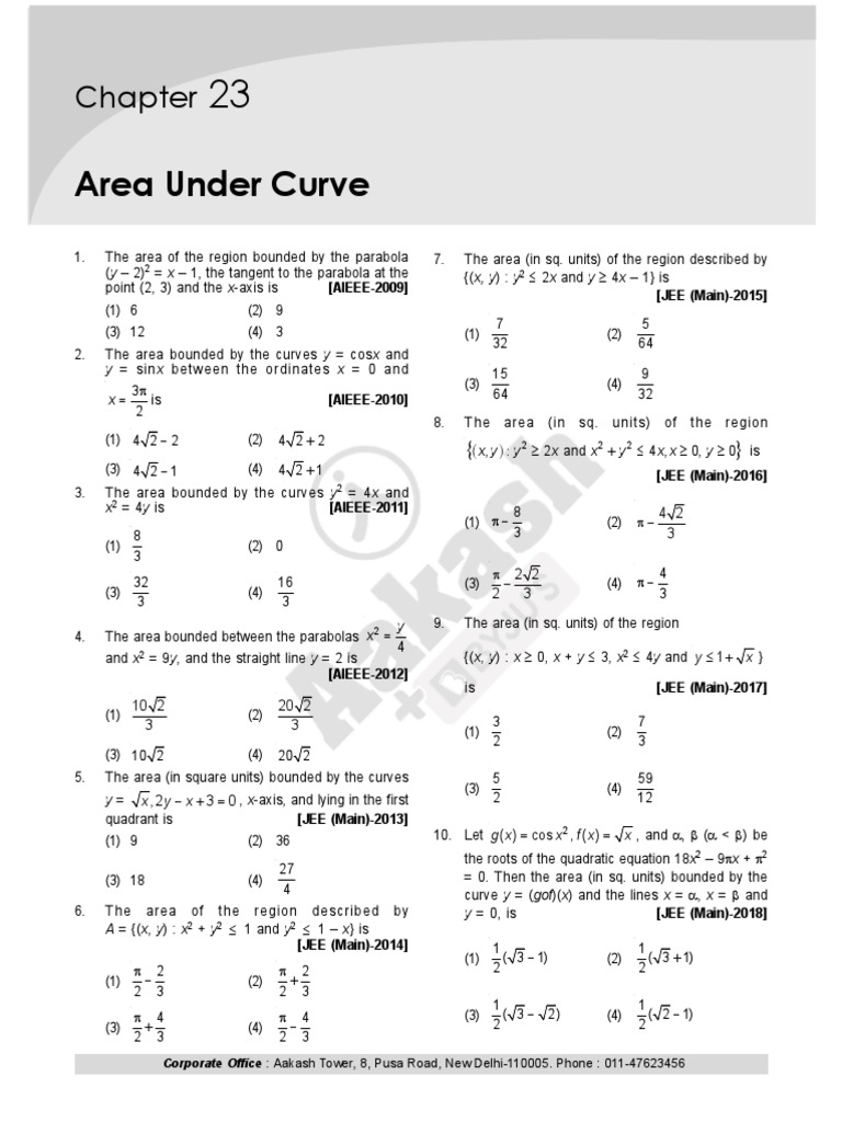Area Under Curve Calculus Problems | PDF | Area | Elementary Mathematics