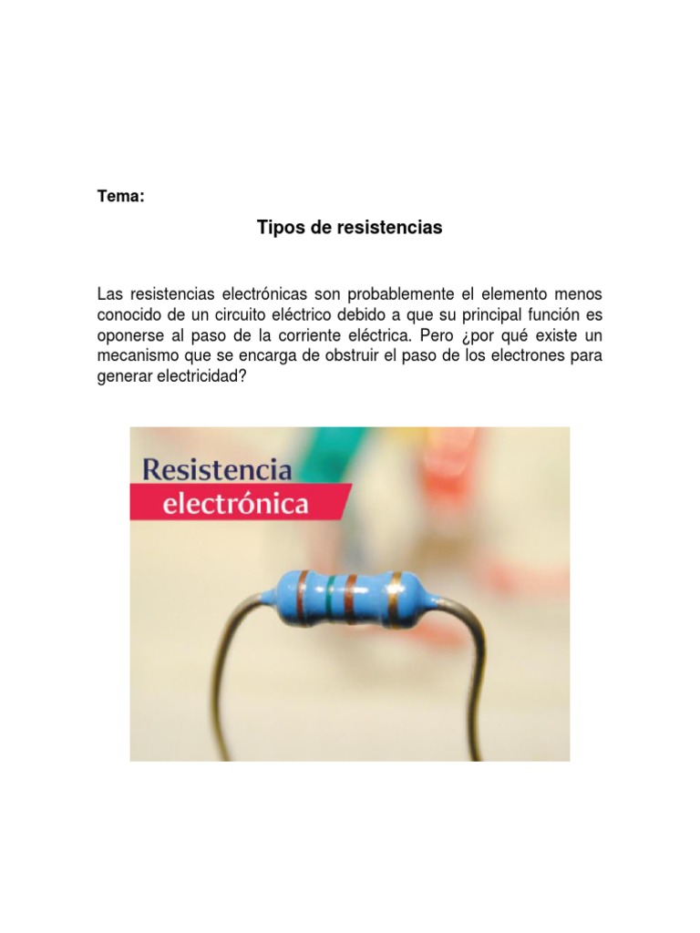 Tipos de Resistencias. Noel Solis | PDF | Resistor | Aislador (Electricidad)