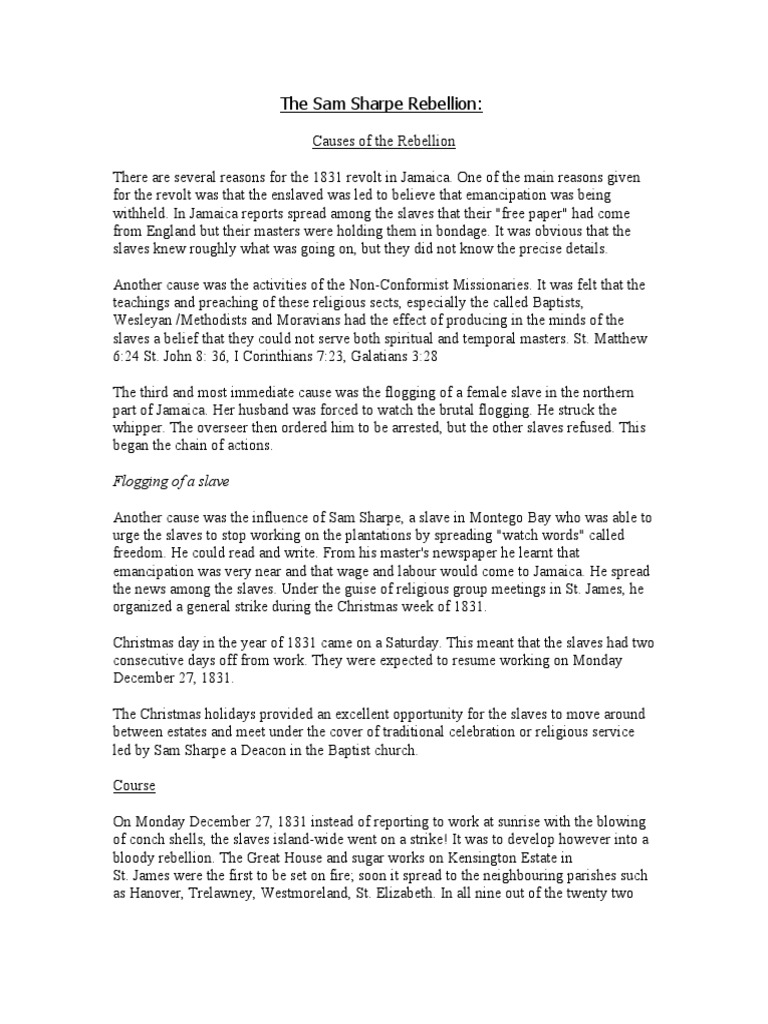 Montel 4 The Sam Sharpe Rebellion | PDF | Abolitionism | Slavery