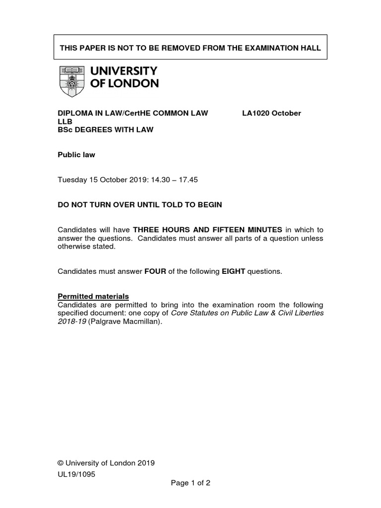 Public Exam 2019 (Oct) AB | PDF