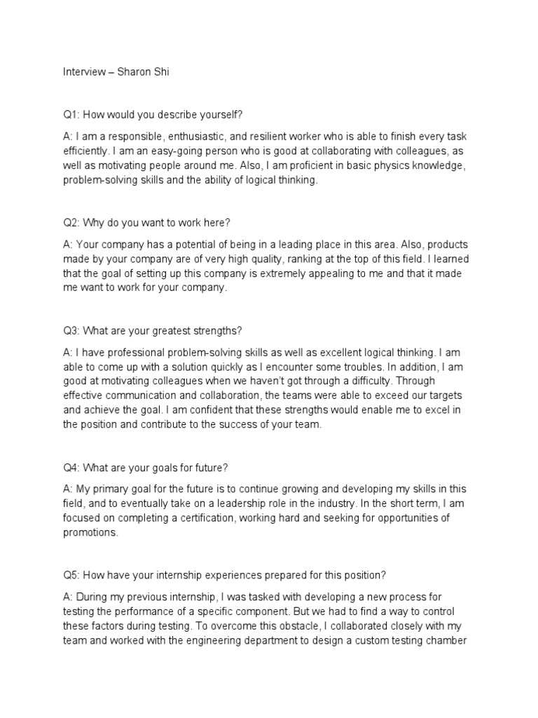 Interview Insights with Sharon Shi | PDF | Goal | Psychological Concepts