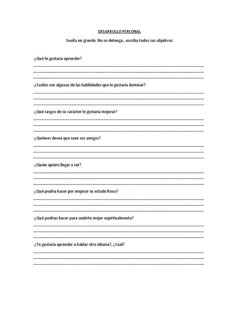 Test de Autoconocimiento Personal | PDF | Crecimiento personal y ...