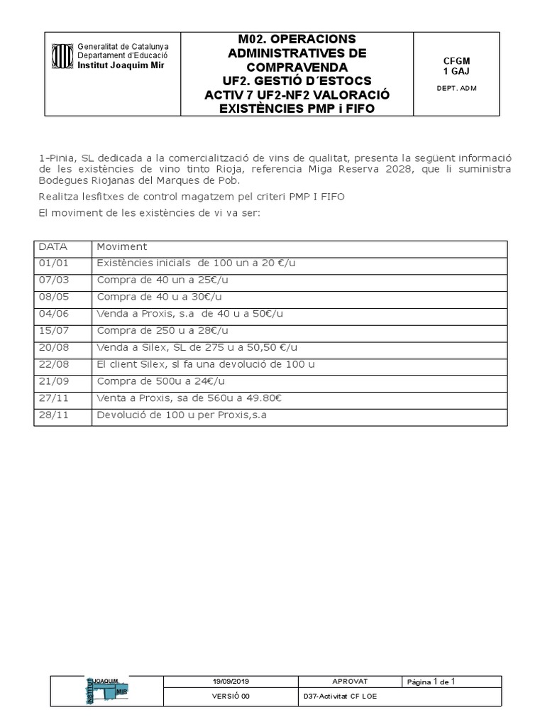 Enunciat Activitat 7 Pmp-Fifo | PDF