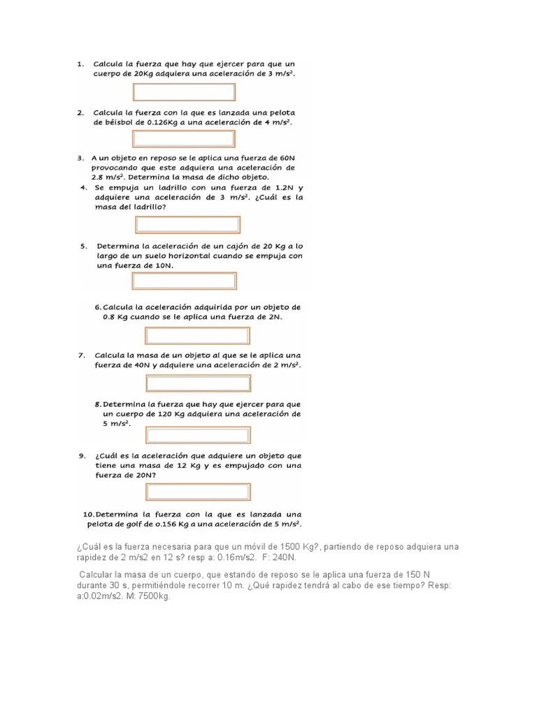 Ejercicios Con Resp 2da Ley de Newton | PDF