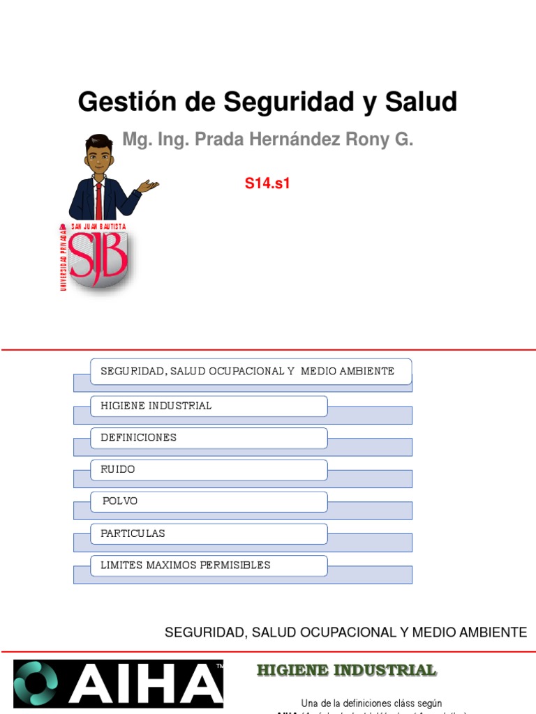 Gestión de Seguridad y Salud: Mg. Ing. Prada Hernández Rony G | PDF | Higiene Ocupacional ...
