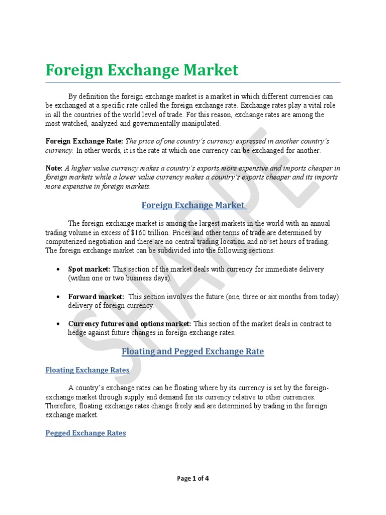 Foreign Exchange Market | PDF | Exchange Rate | Currency Appreciation ...