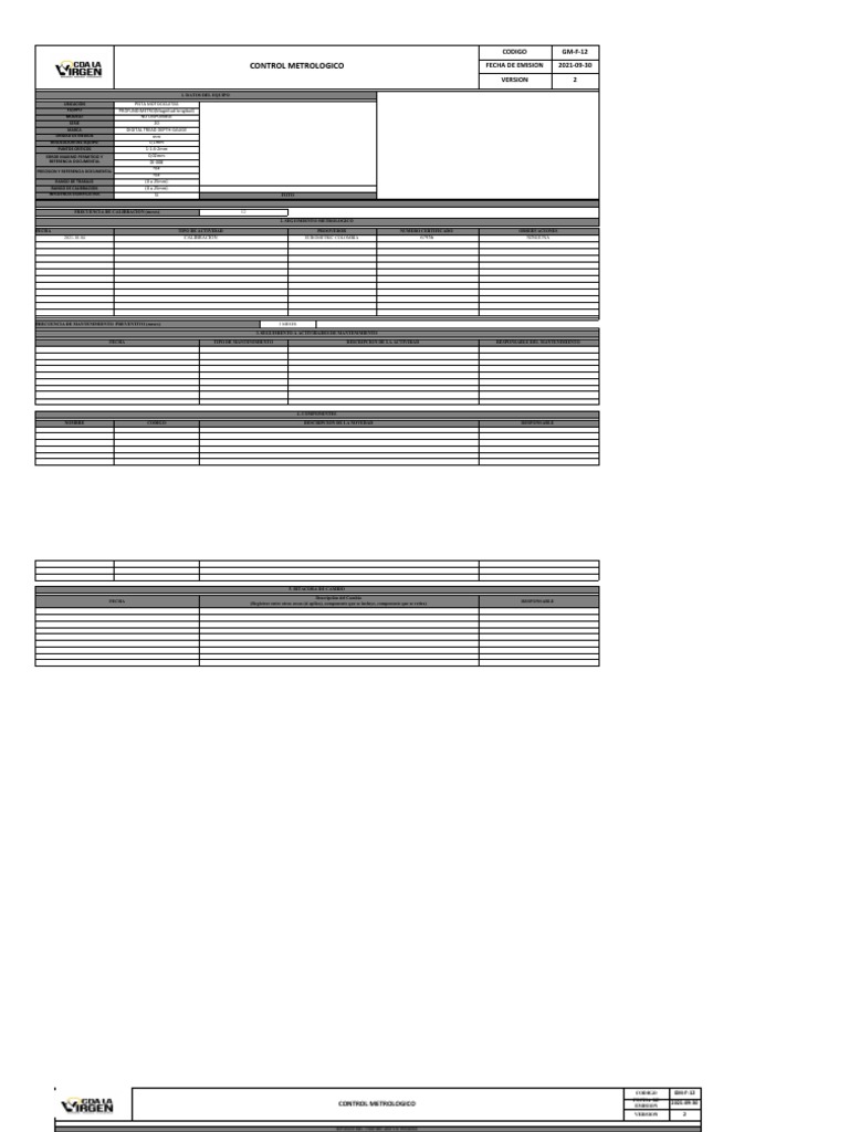 GM-F-07 CONTROL METROLOGICO (Profundimetro 20) | PDF | Calibración ...