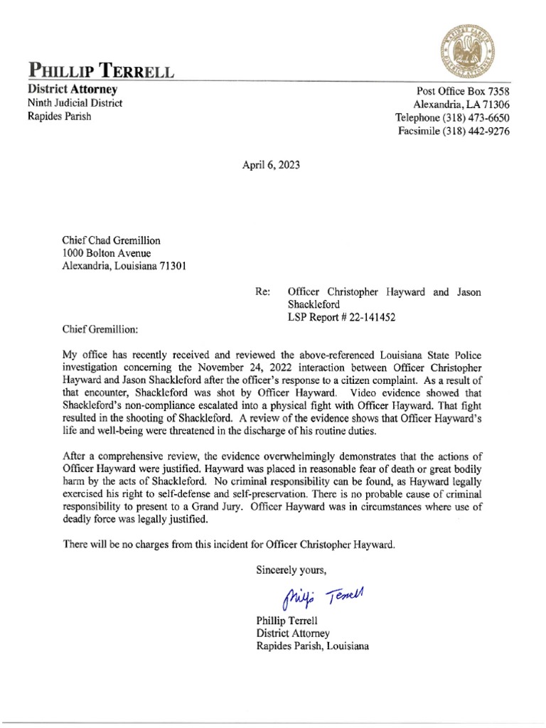 Officer Christopher Hayward and Jason Shackleford | PDF