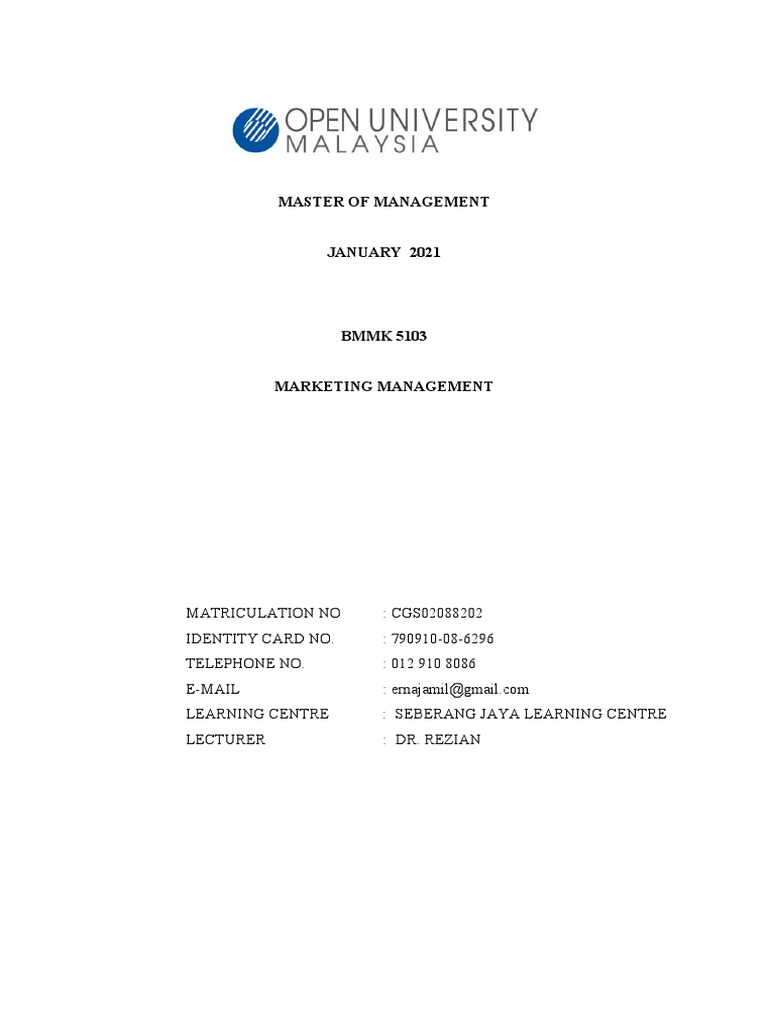 BMMK 5103 | PDF | Consumer Behaviour | Behavior