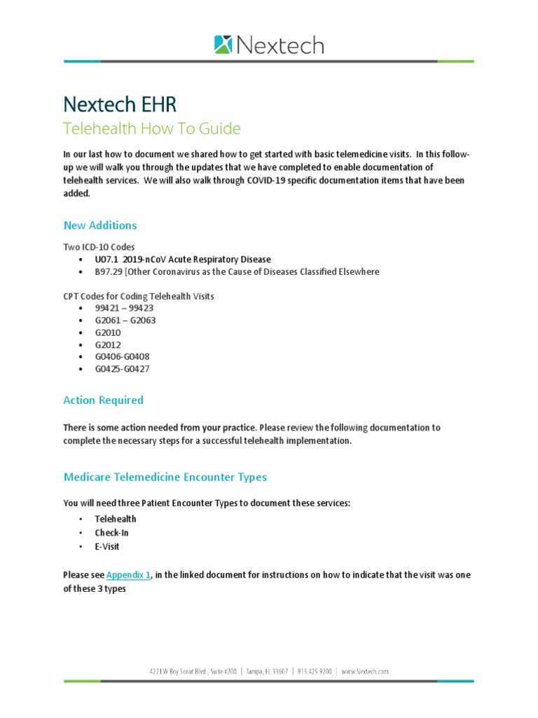 Nextech EHR - Telehealth How To Guide | PDF | Health Care | Service ...