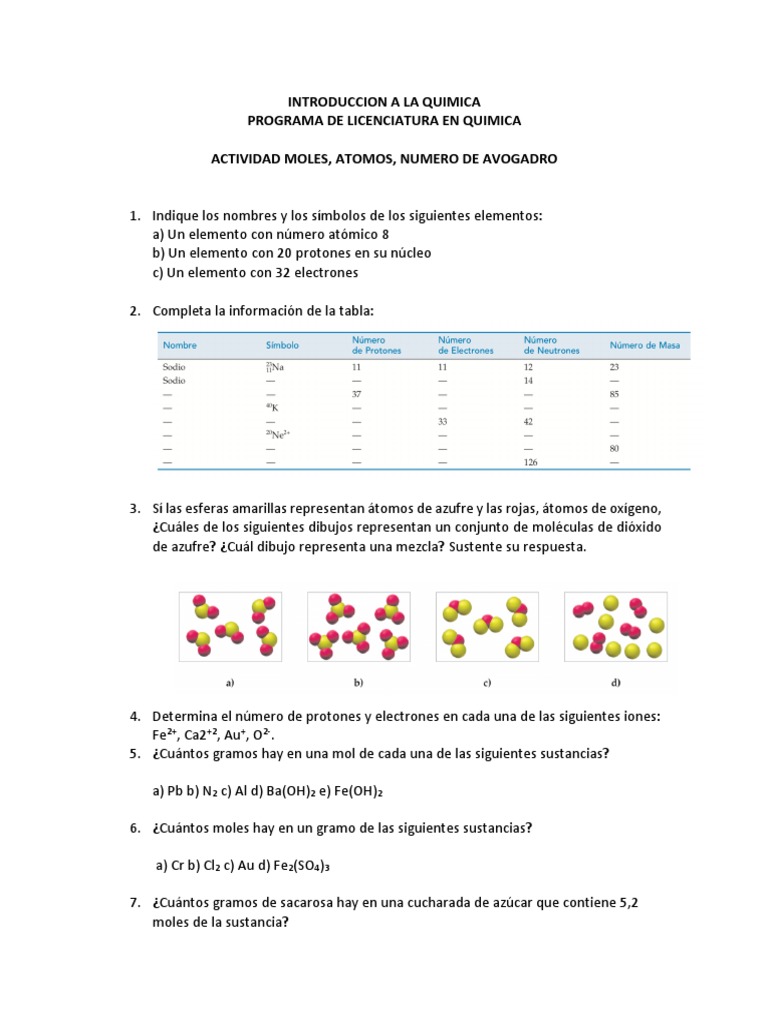 Introduccion A La Quimica Programa de Licenciatura en Quimica Actividad ...