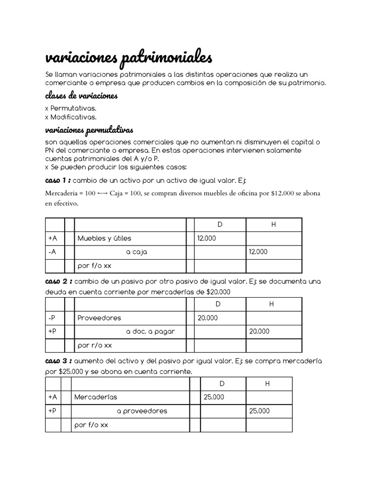 Variaciones Patrimoniales | PDF | Economias